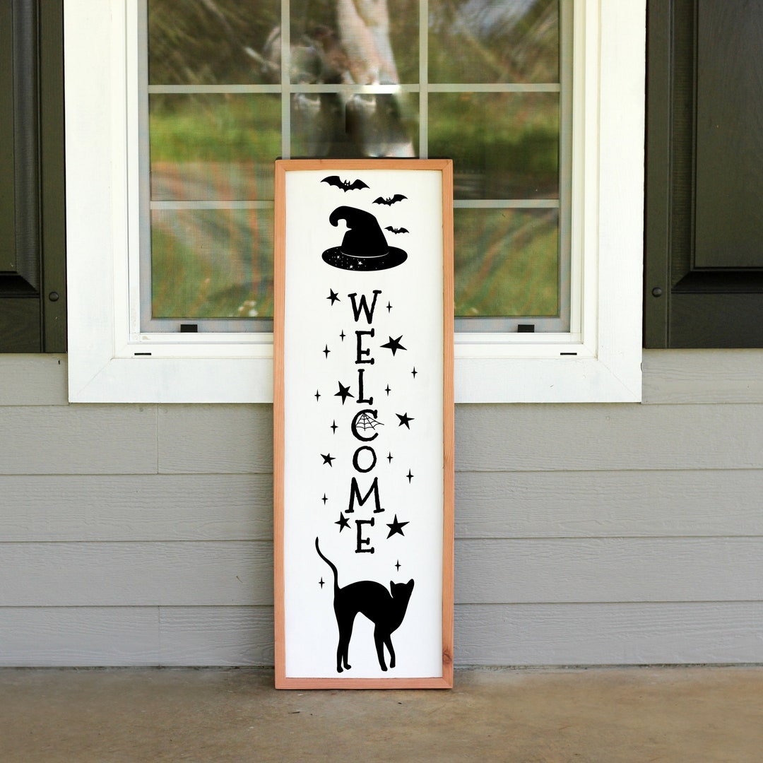 Welcome Halloween Porch Leaner, Outdoor Porch Sign, Front Porch Door ...