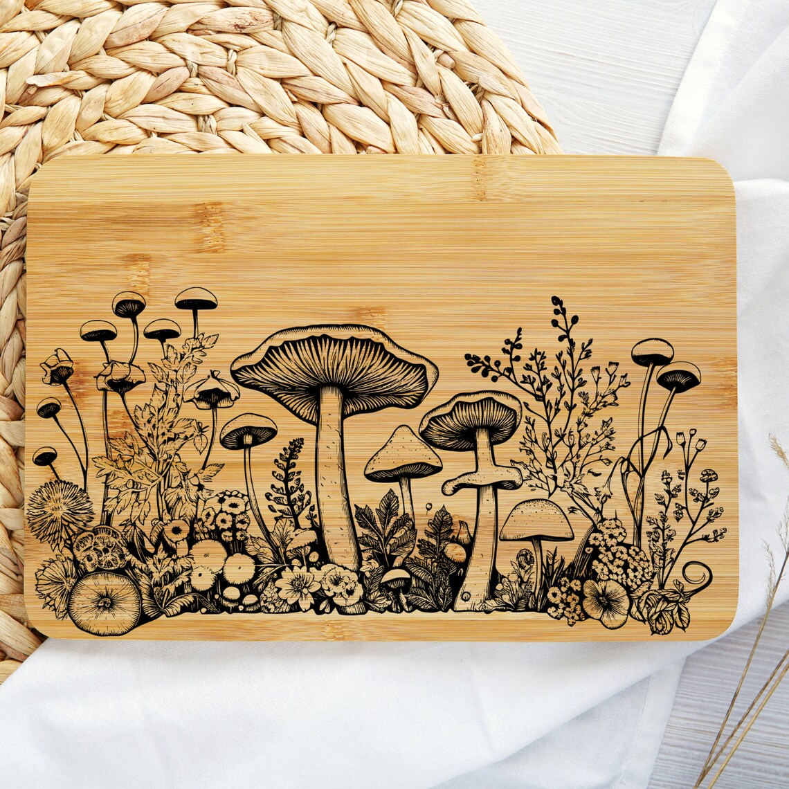 Cottagecore Decor Bamboo Laser Engraved Cutting Board Wooden - Etsy