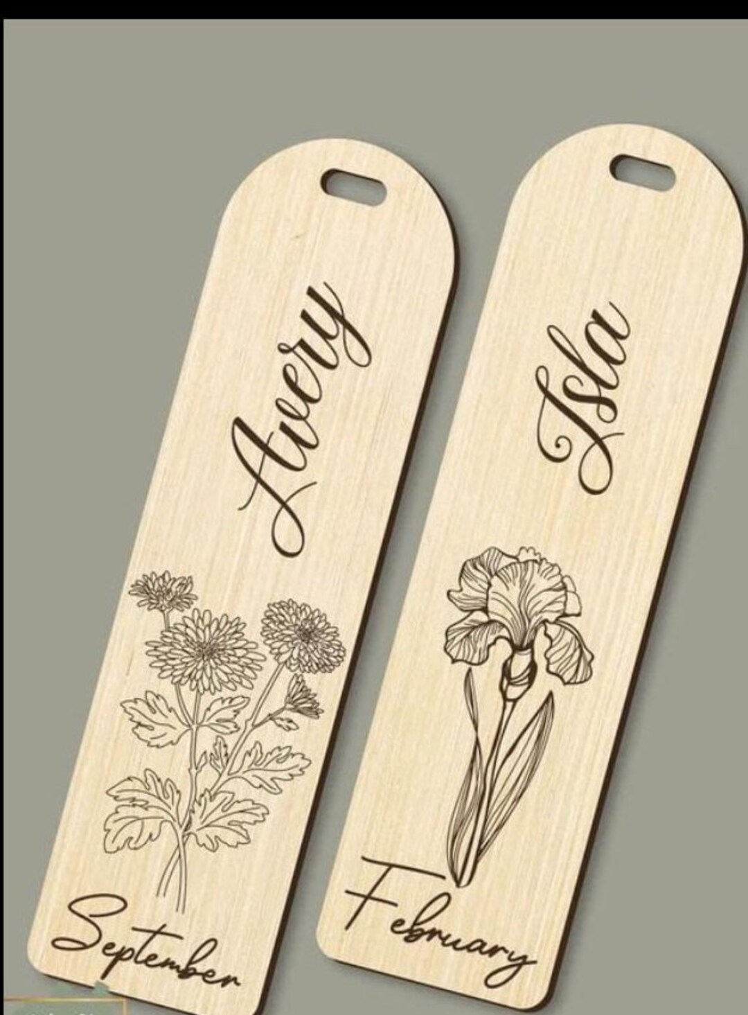 Personalized Birth Flower Bookmarks, Custom Wood Bookmark, Book Lover ...