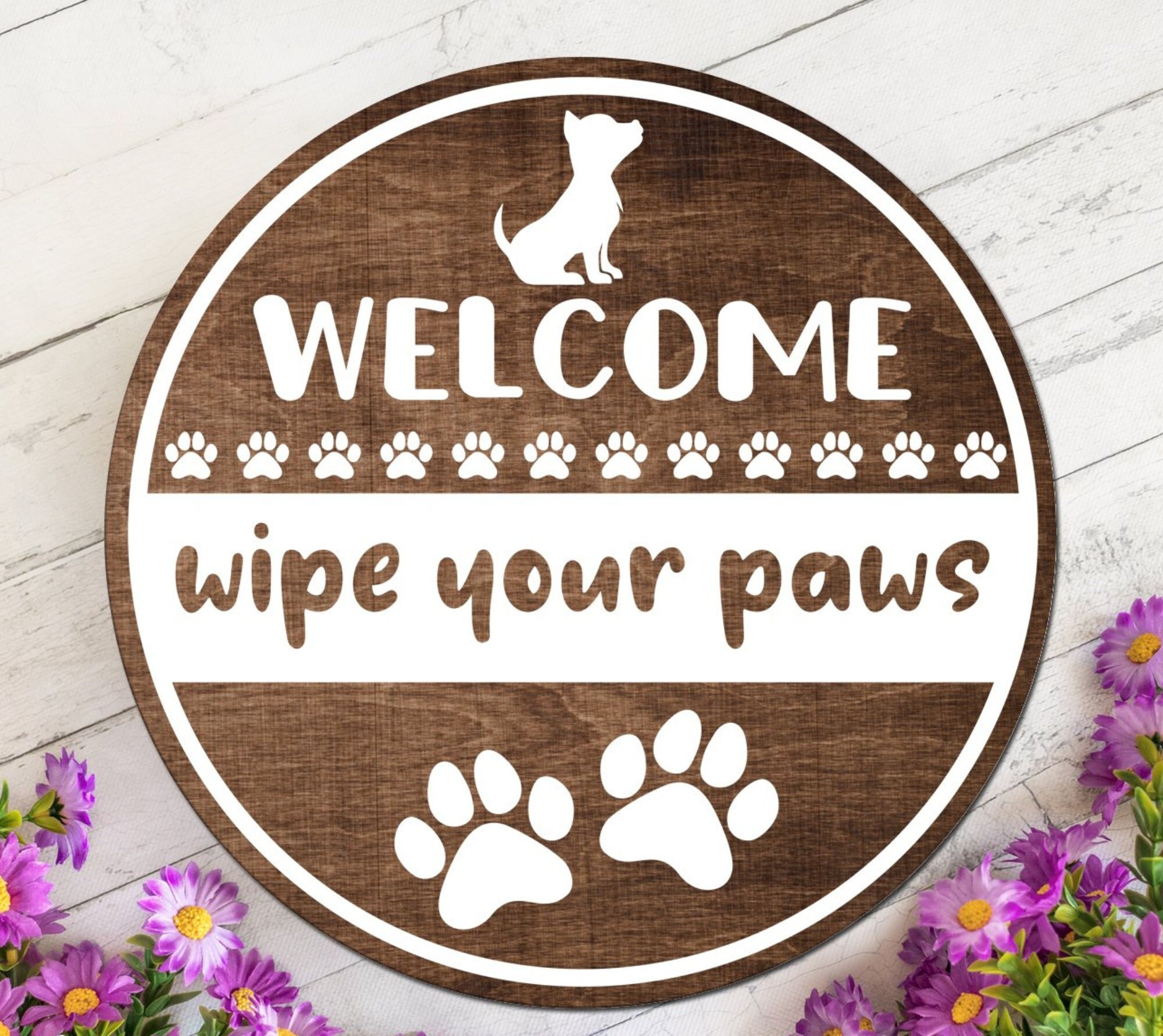Welcome Wipe Your Paws Dog Welcome Sign Front Porch Decor - Etsy