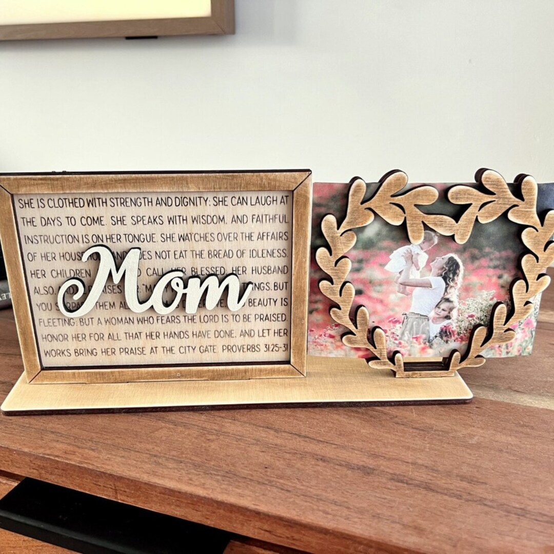 Wooden Mom Mothers Day Picture Frame Shelf Sitter, Religious Bible ...