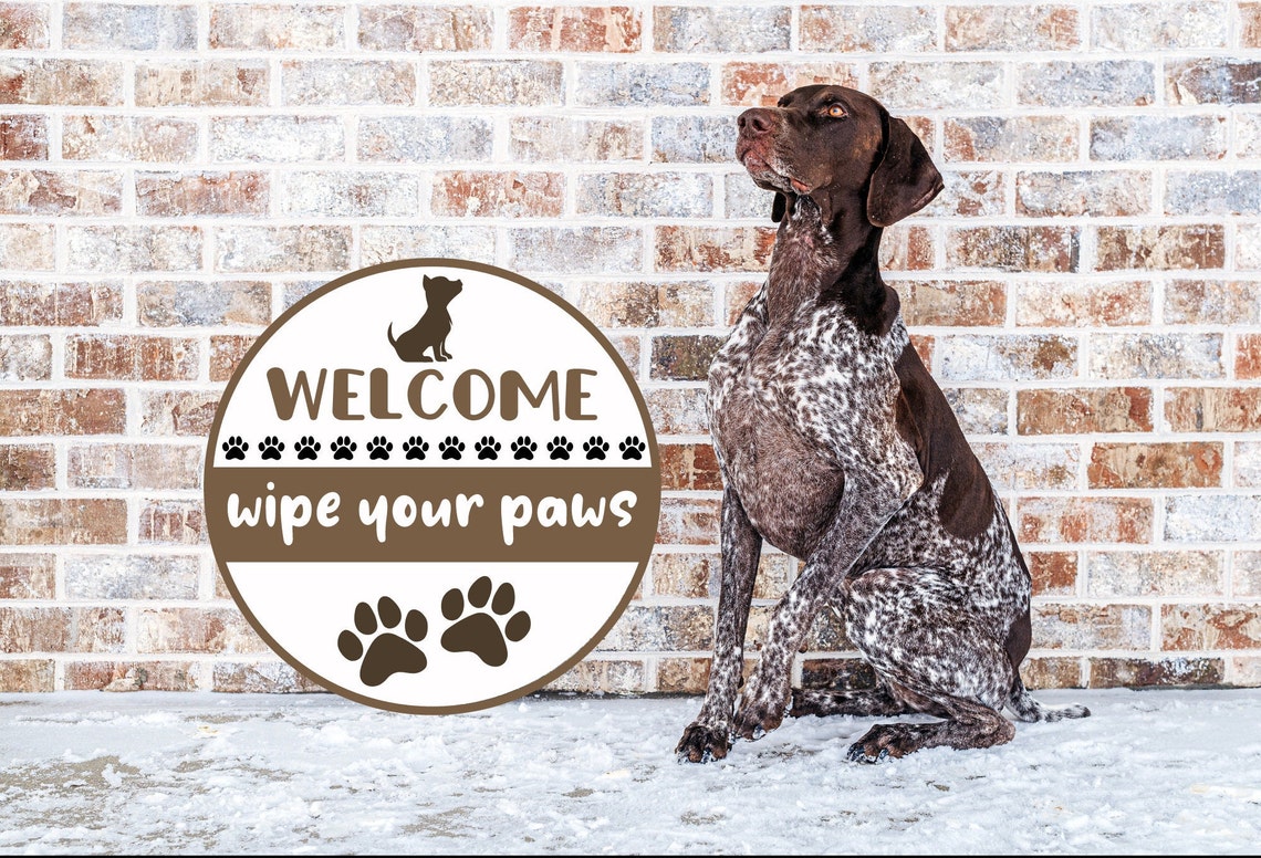 Welcome Wipe Your Paws Dog Welcome Sign Front Porch Decor - Etsy