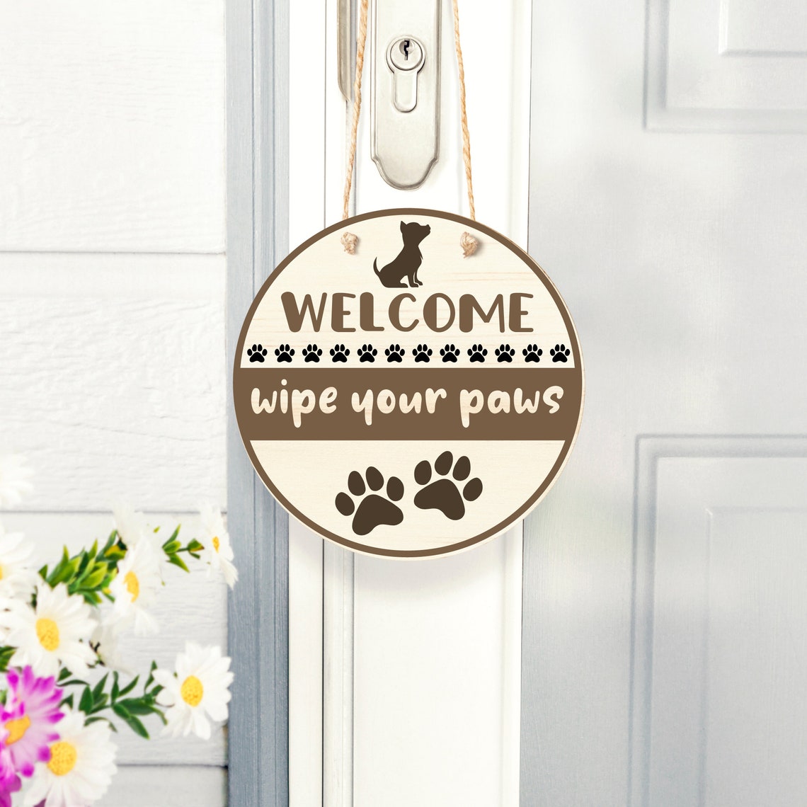 Welcome Wipe Your Paws Dog Welcome Sign Front Porch Decor - Etsy