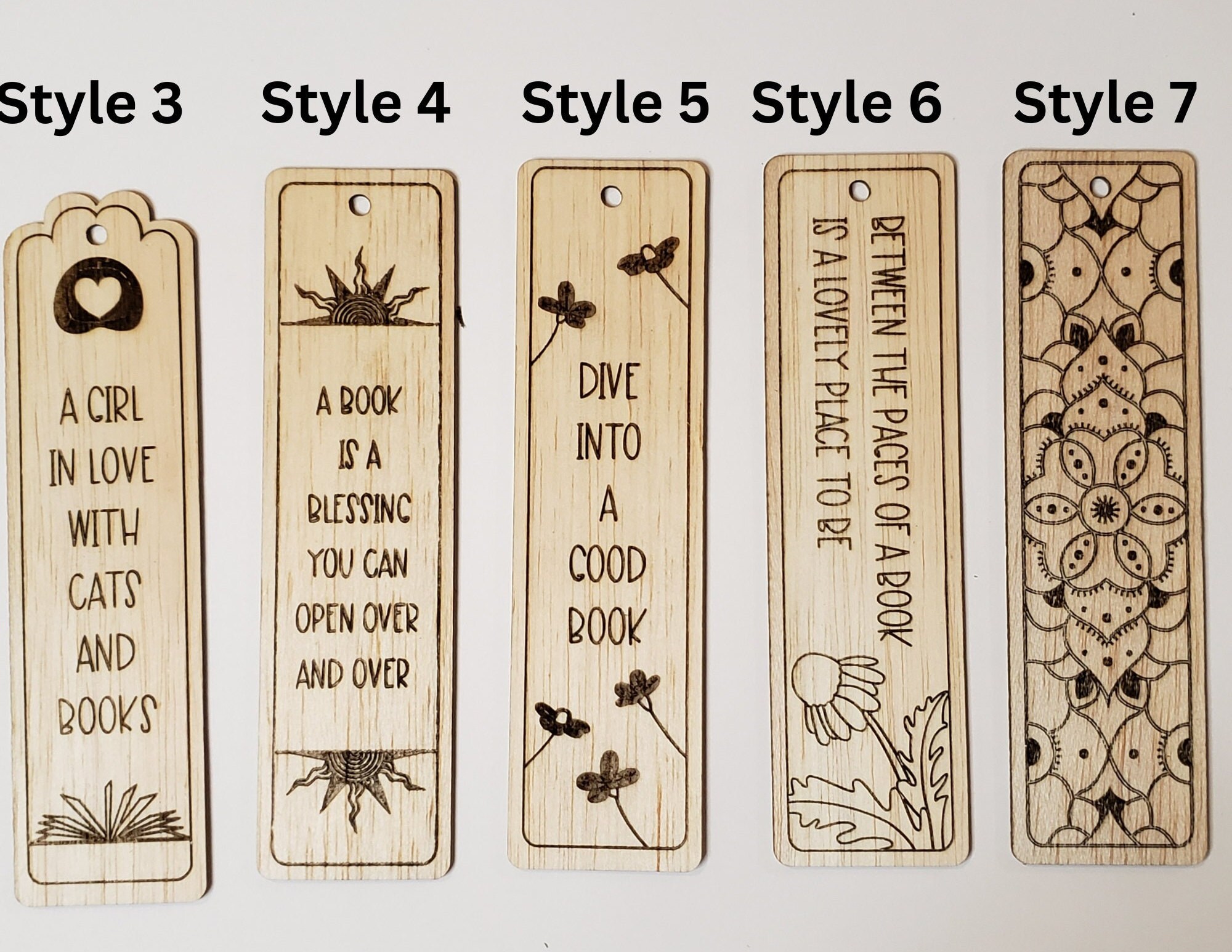 12 Different Designs of Bookmarks Custom Wooden Bookmarks - Etsy