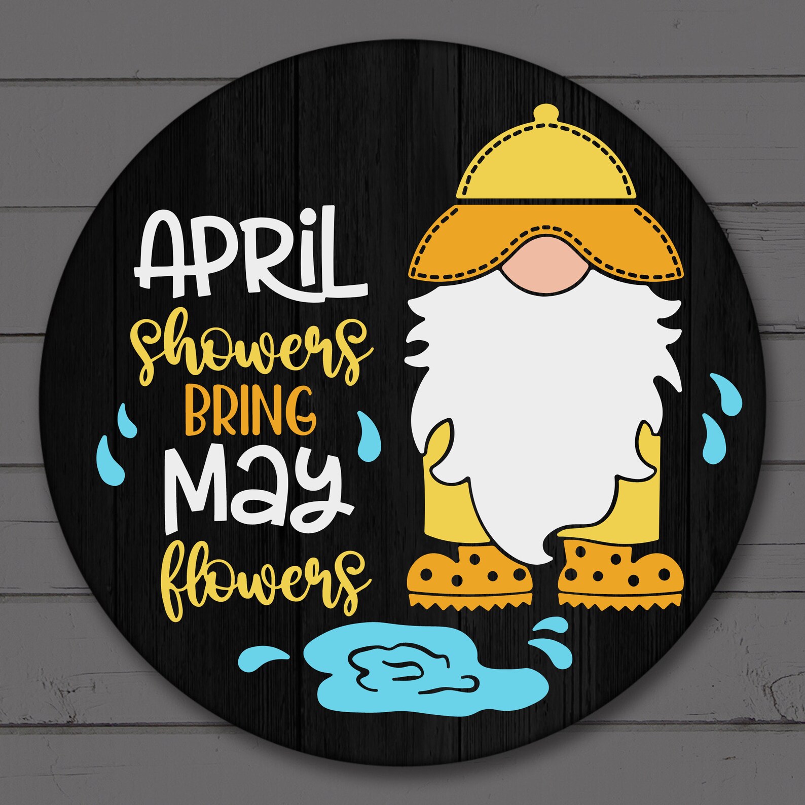 April Showers Bring May Flowers Front Door Decor, Gnome Front Porch ...
