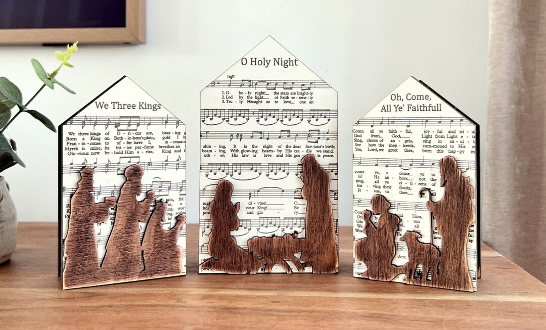 3D Handmade Wooden Nativity Scene Shelf Sitter, Indoor Handmade ...
