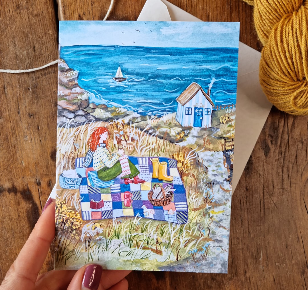 Greetings Card - Wild Knitting - Cosy Craft Illustration - Etsy