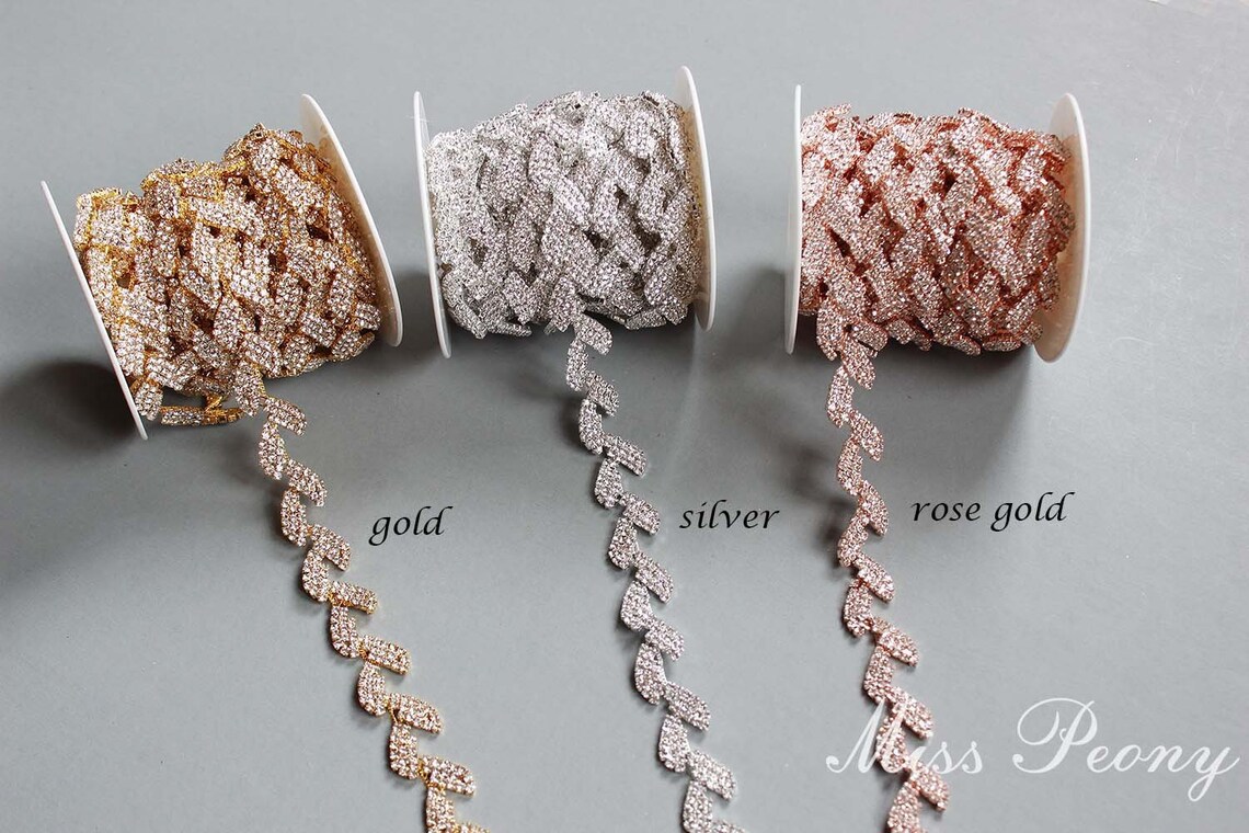 SY Leaf Crystal Trim Leaf Trim Bridal Crystal Trim Rose | Etsy