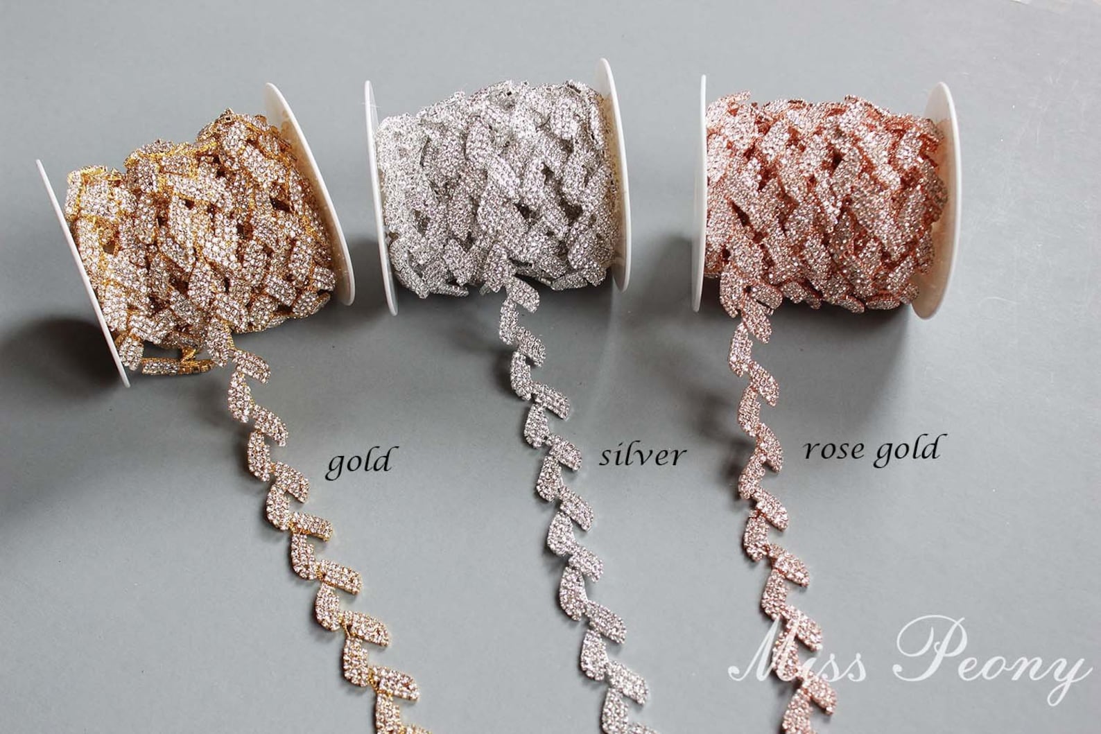 SY Leaf Crystal Trim , Leaf Trim , Bridal Crystal Trim, Rose Gold ...