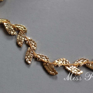 SY Leaf Crystal Trim , Leaf Trim , Bridal Crystal Trim, Rose Gold ...