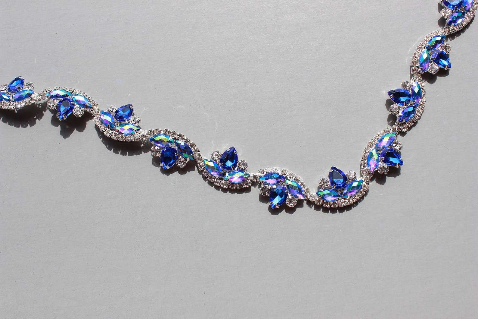 Rhinestone Trim Royal Blue, Rhinestone Applique, Crystal Trim by Yard ...