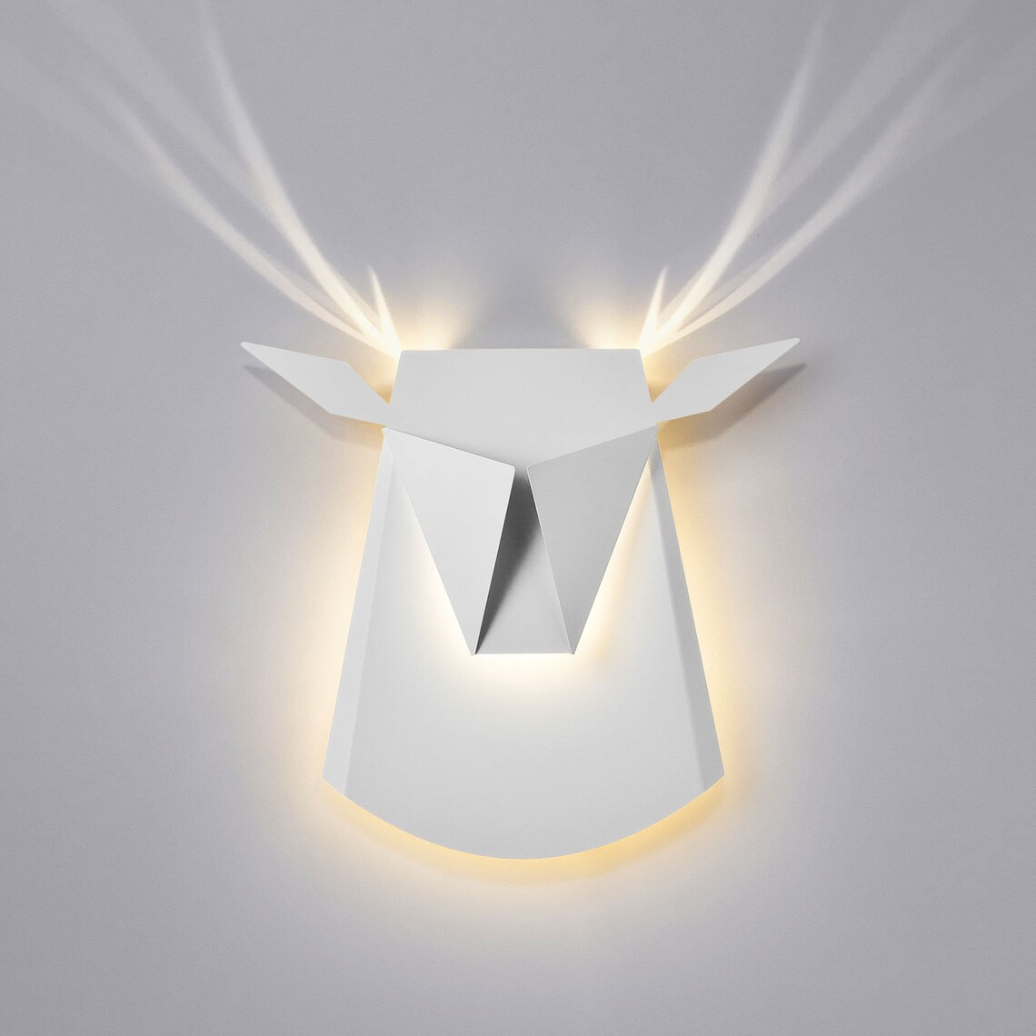 White Aluminum Deer Head LED Light Fixture - Etsy
