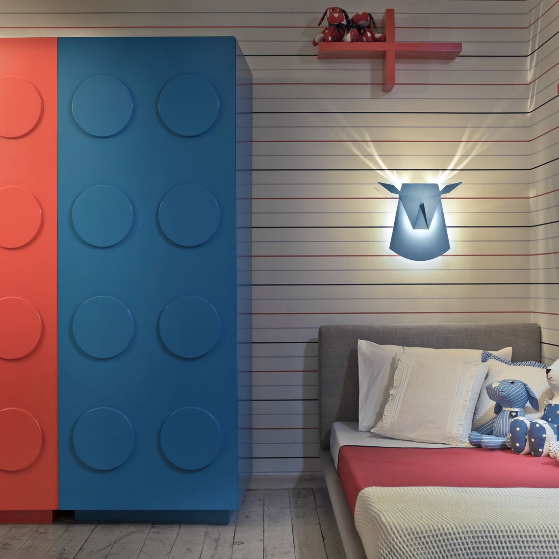 Blue Aluminum Deer Head LED Light Fixture - Etsy