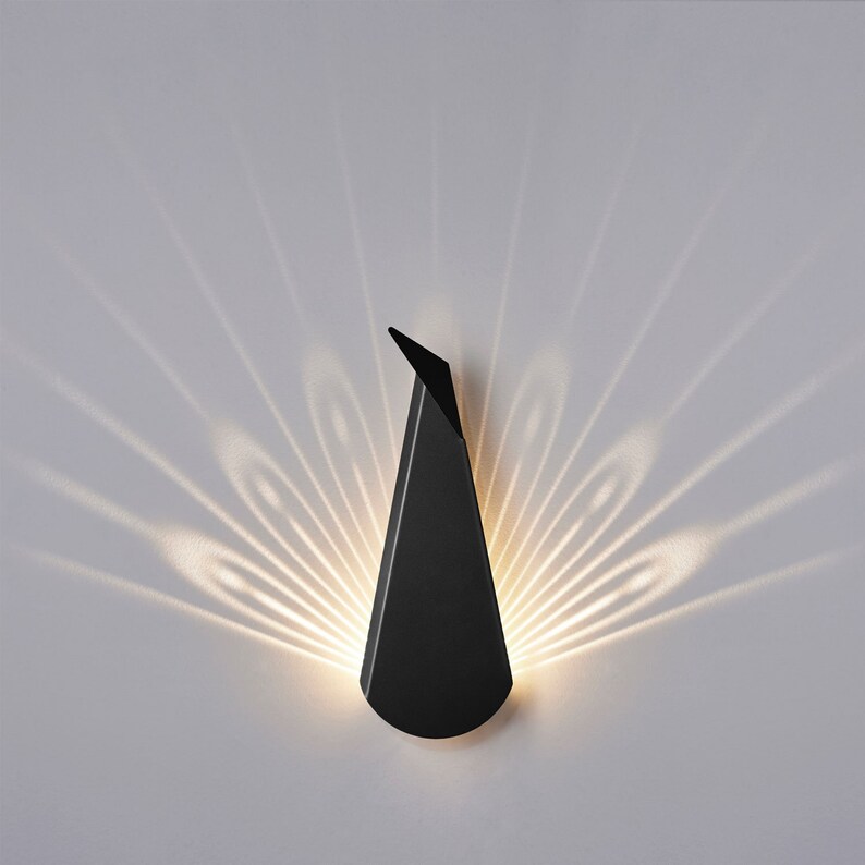 White Aluminum Peacock LED Light Fixture - Etsy