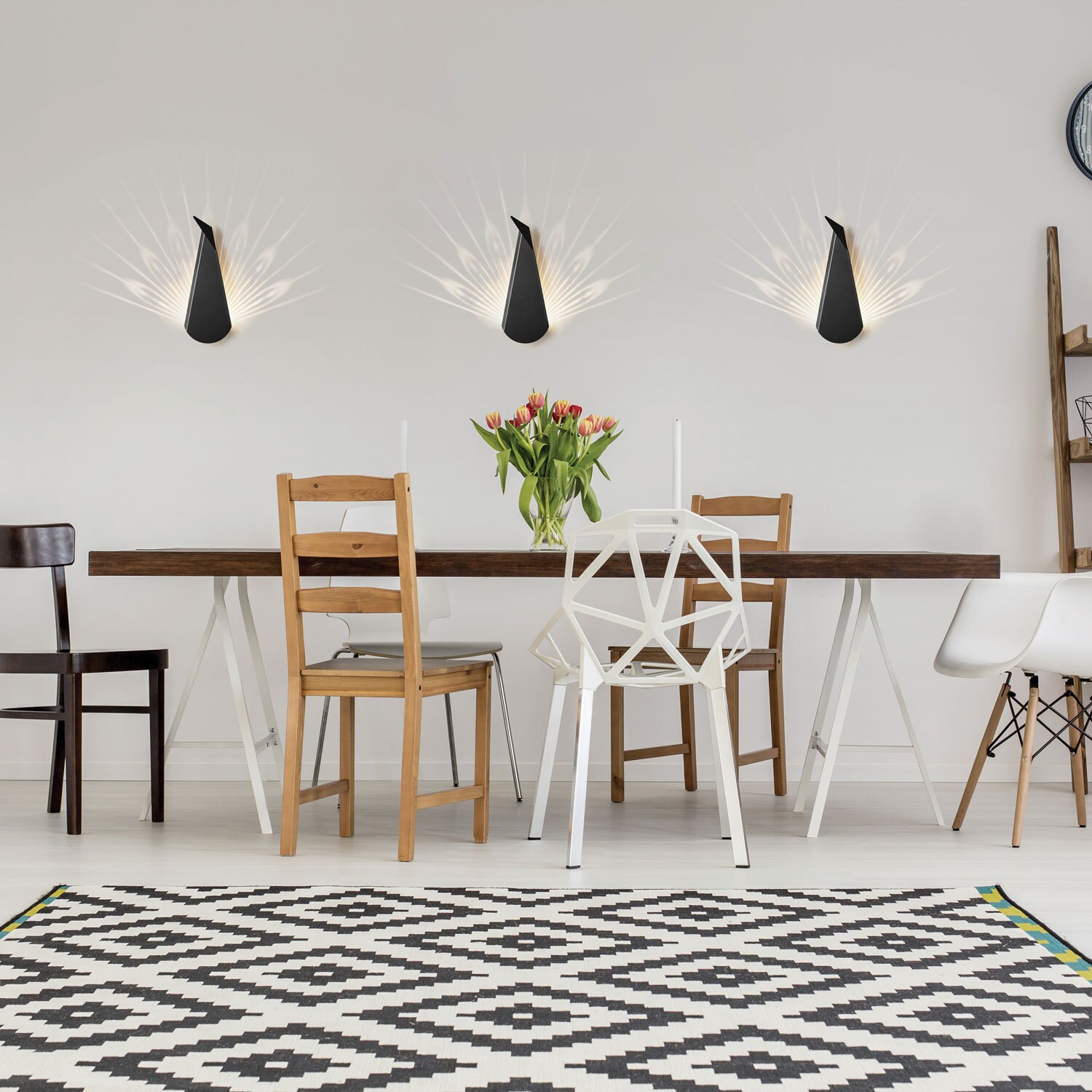 Black Aluminum Peacock LED Light Fixture - Etsy