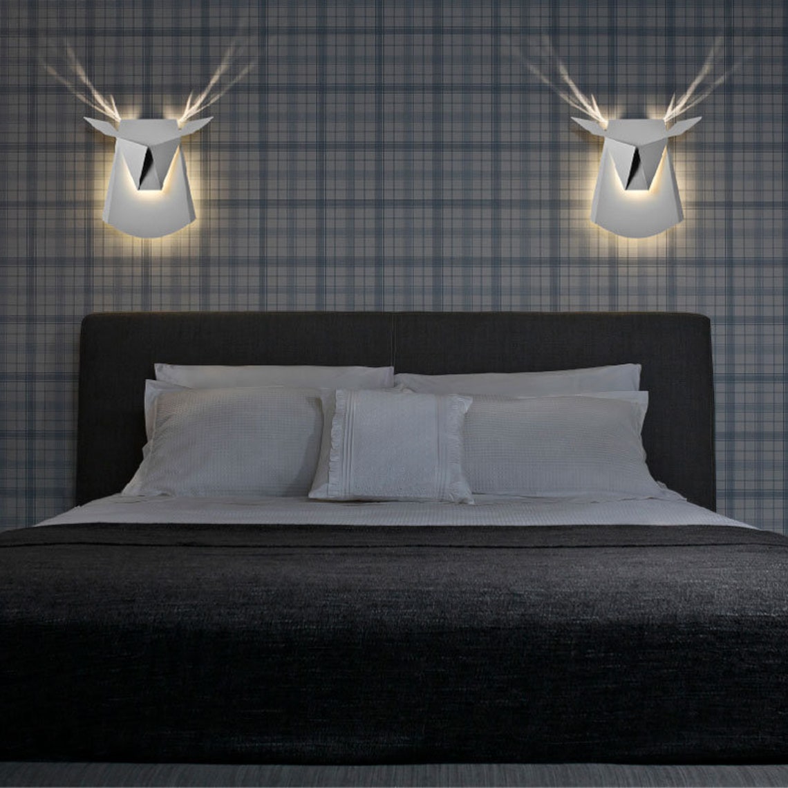 White Aluminum Deer Head LED Light Fixture - Etsy