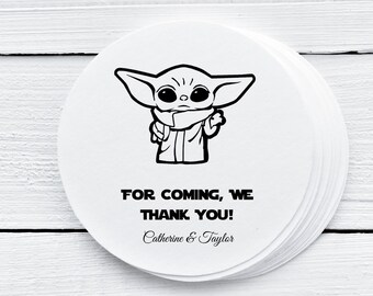 Baby Yoda Baby Shower 2 Circle Square Labels Thank You - Etsy