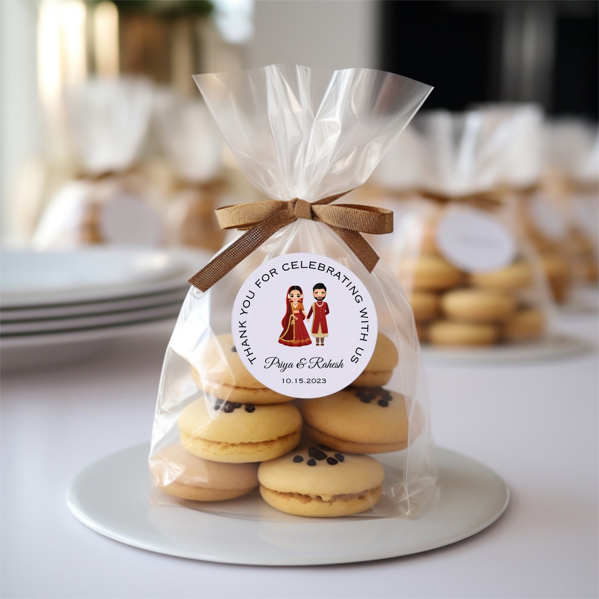 Indian Couple Wedding Favor Stickers - Personalized Party Favor ...