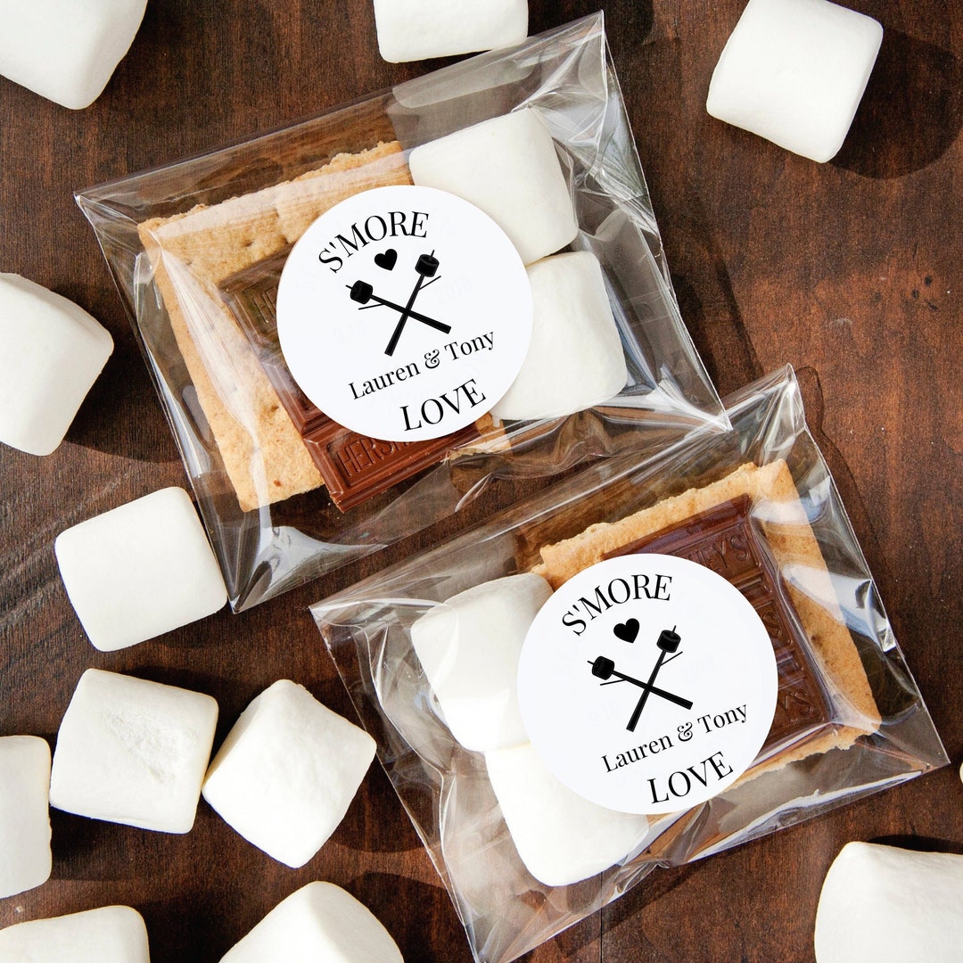 S'more Love Wedding Favor Sticker, S'more Personalized Favor Stickers ...