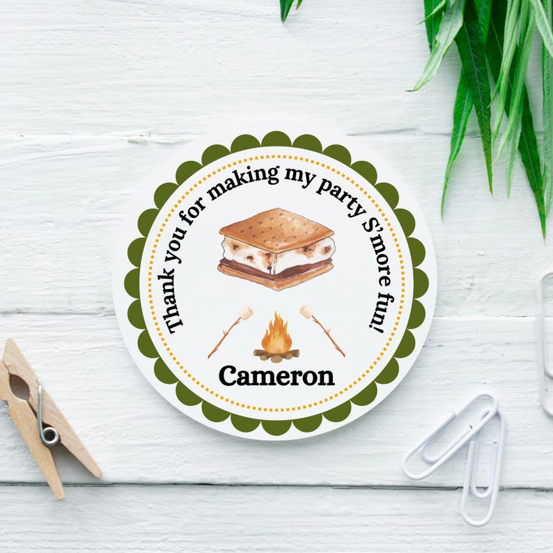 Smores Stickers, Camping Party, Outdoor Party Stickers, Personalized ...