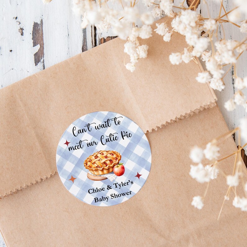Cutie Pie Baby Shower Favor Stickers, Cutie Pie Baby Shower Decor Fall ...
