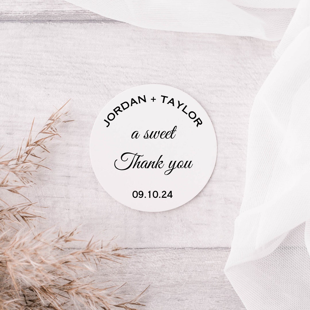 Thank You Wedding Favor Label, Candy Labels, Sweets, Personalized Favor ...