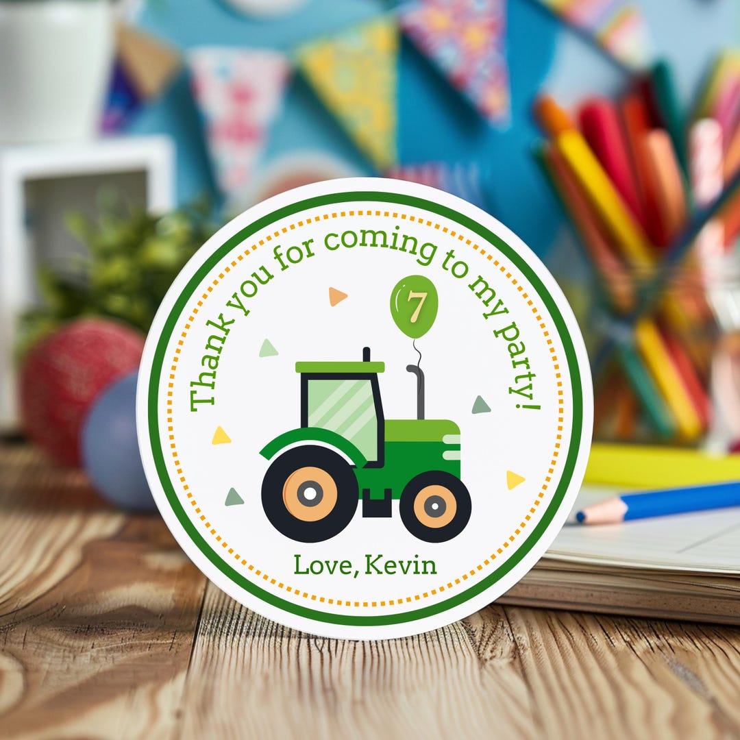 Tractor Stickers, Machines Truck Party, Thank You Party Stickers ...