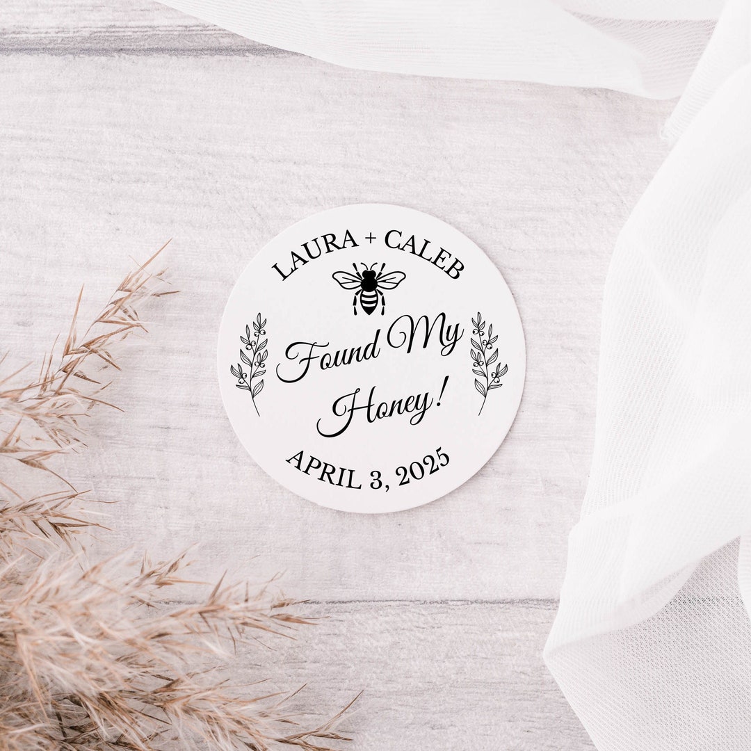 Found My Honey Stickers, Custom Bridal Shower Favor Stickers for Honey ...
