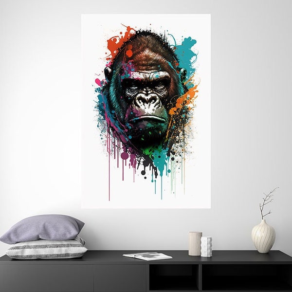 Gorilla Splash Art - Etsy