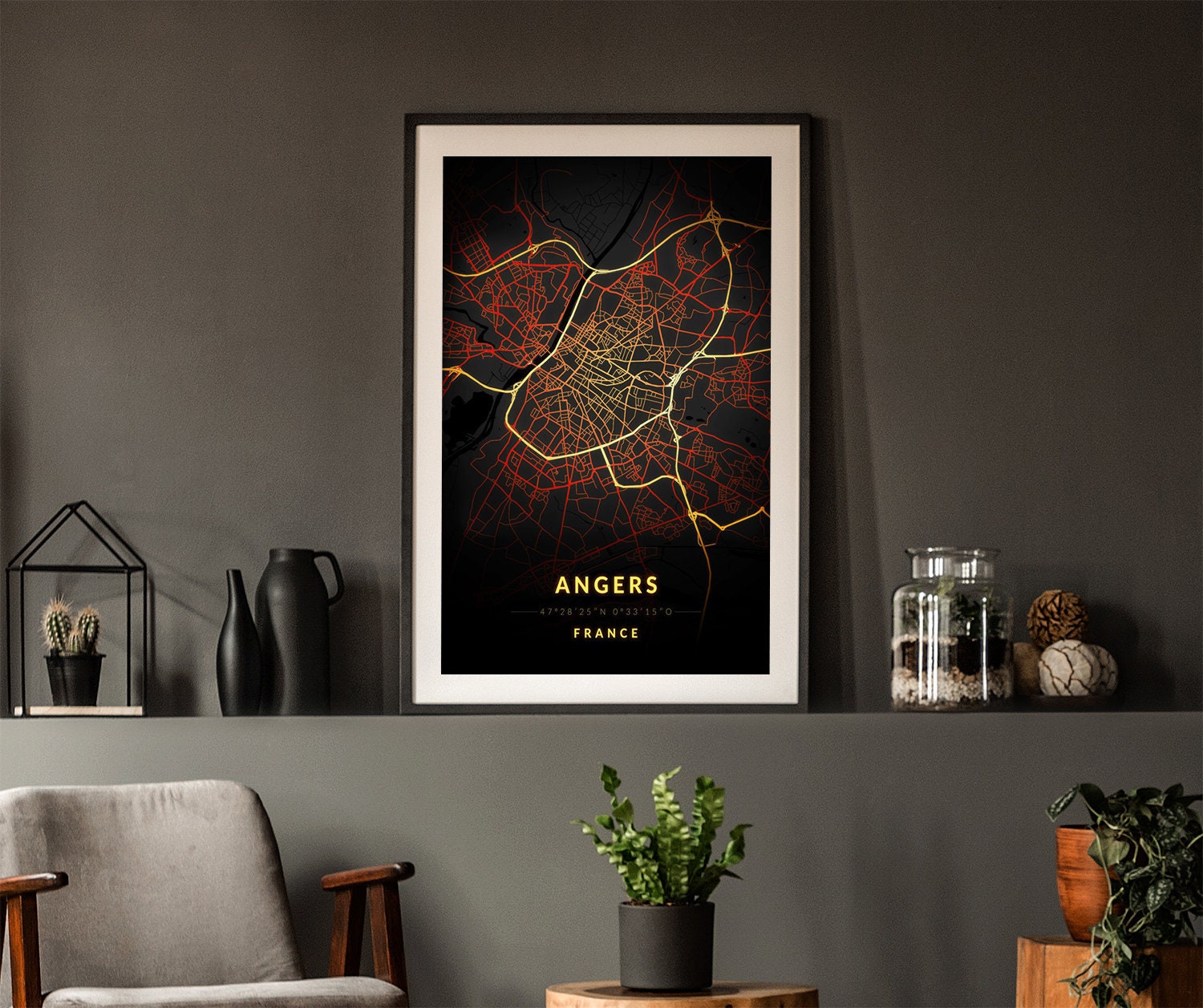 Angers Night City Light Map - Etsy
