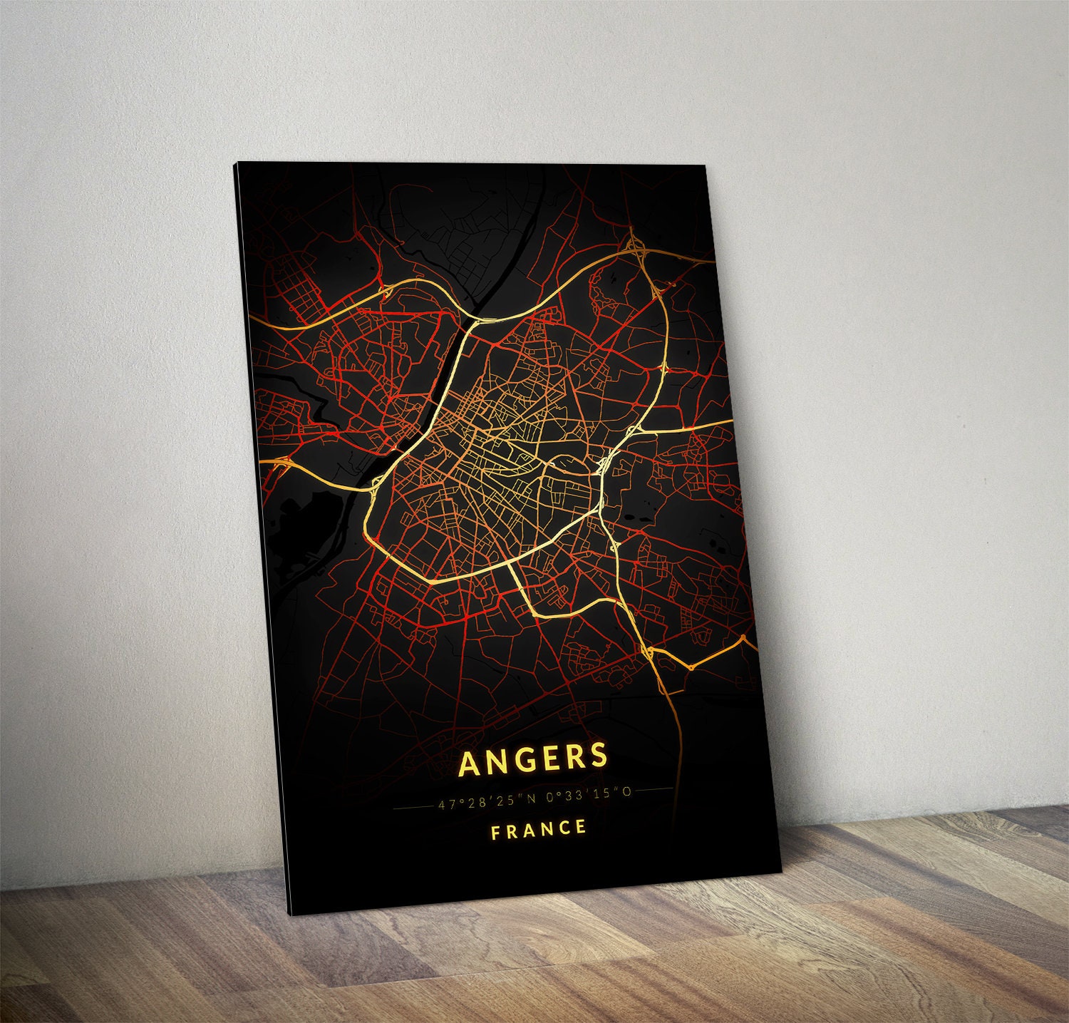 Angers Night City Light Map - Etsy