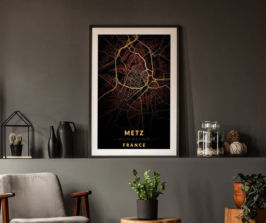 Metz - Night City Light Map - Etsy France