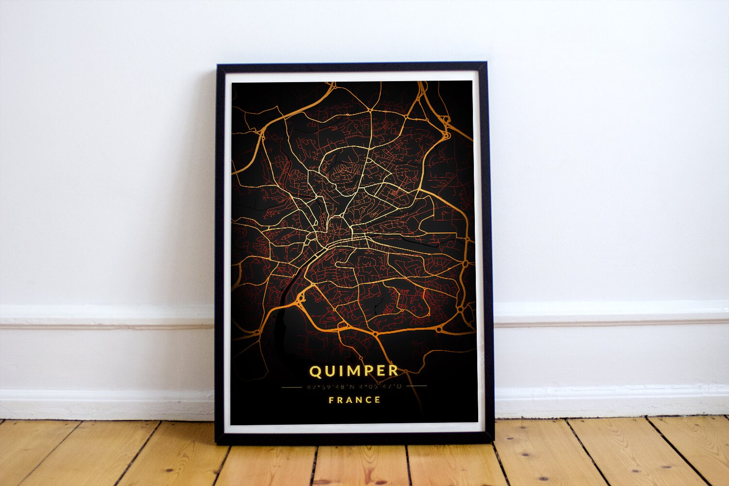 Quimper - Night City Light Map - Etsy