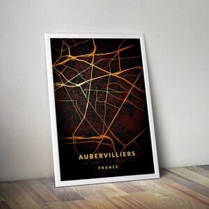Aubervilliers Night City Light Map - Etsy