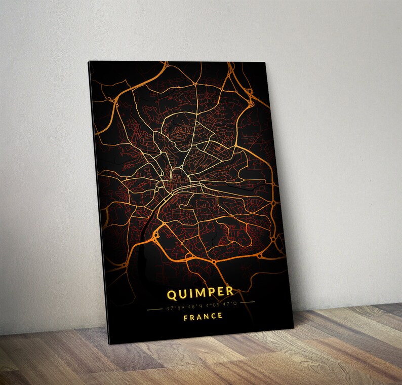 Quimper Night City Light Map | Etsy