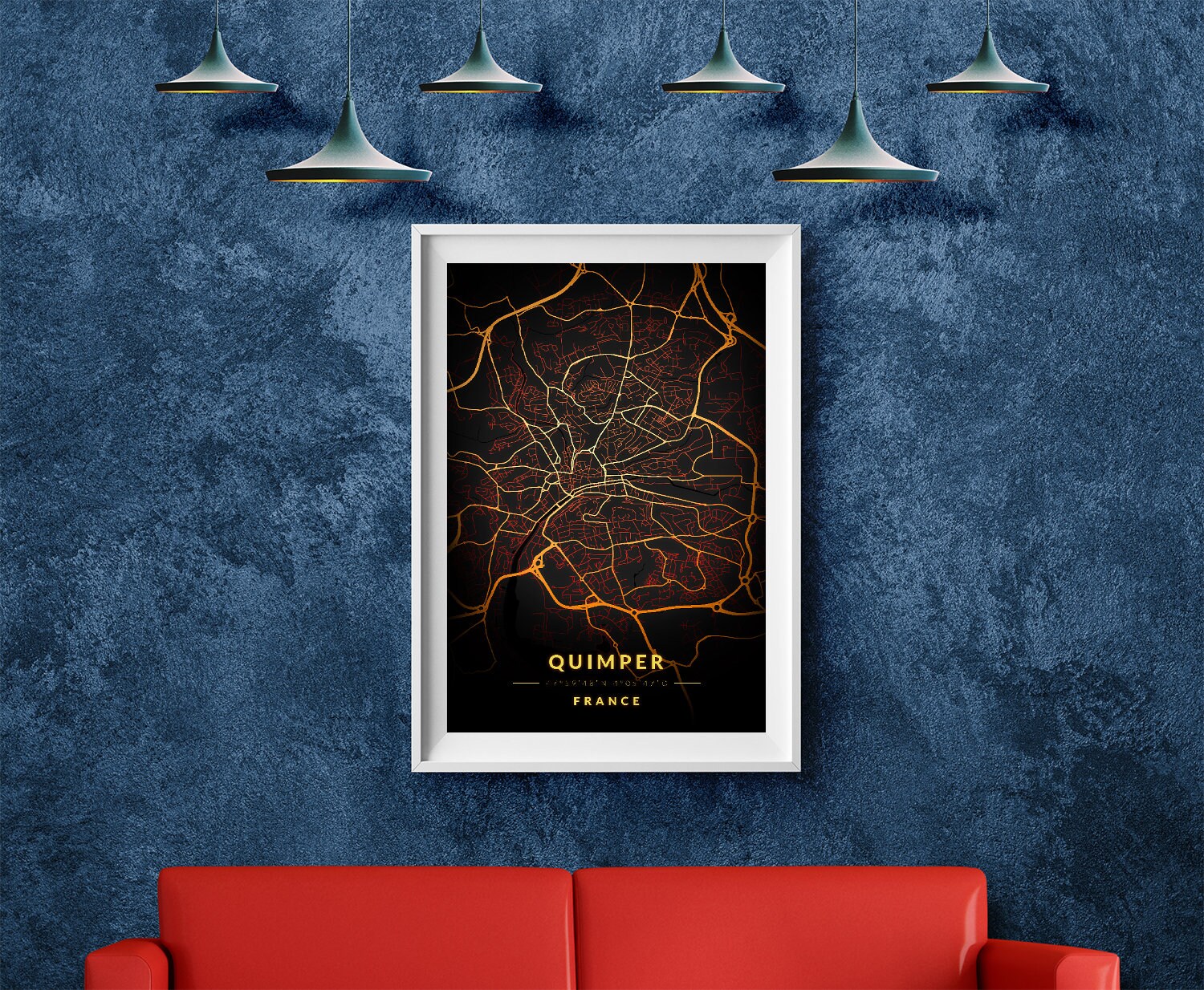 Quimper - Night City Light Map - Etsy