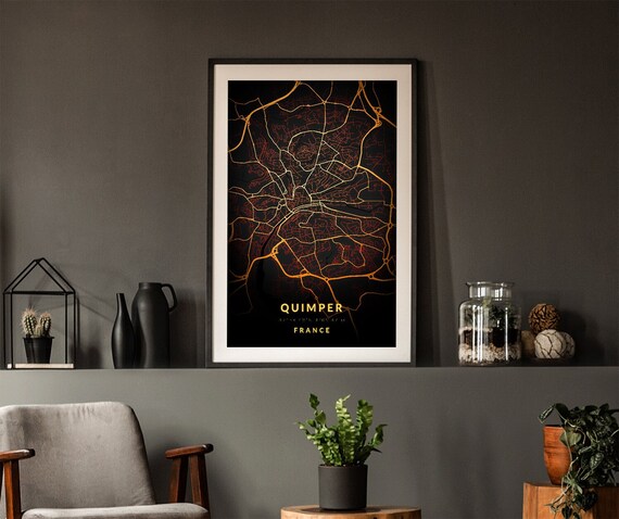 Quimper Night City Light Map | Etsy
