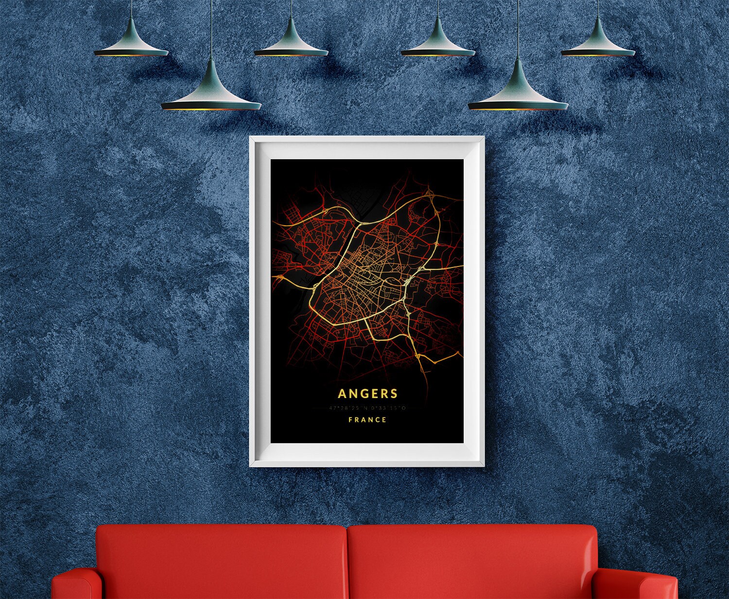 Angers Night City Light Map - Etsy