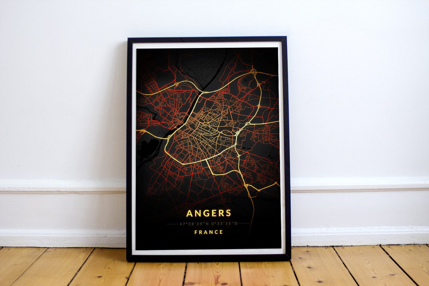 Angers Night City Light Map - Etsy