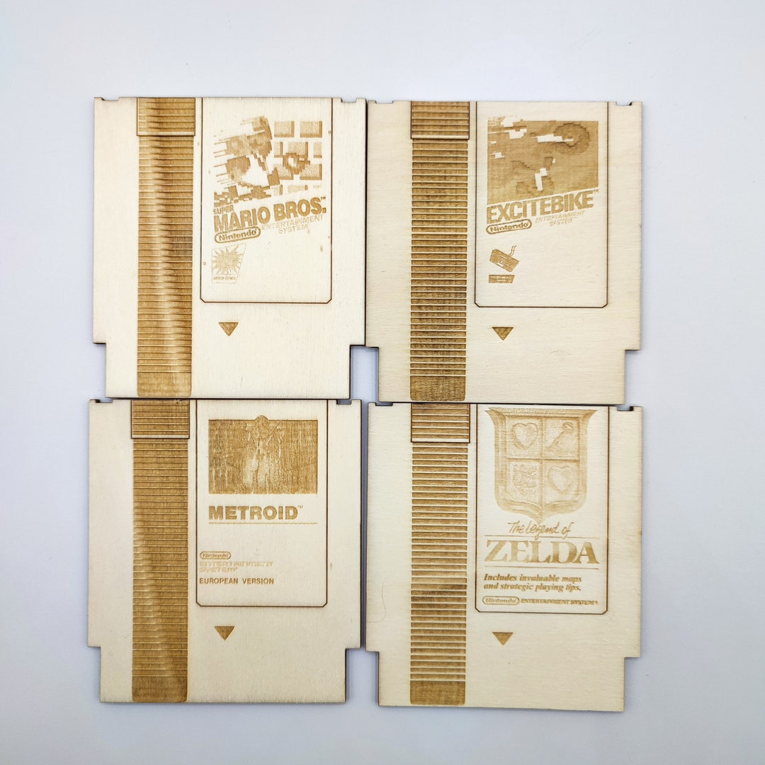 Set of 4 Coasters Nes Cartridge Retro Gaming Pixel Art in Wood Mario ...