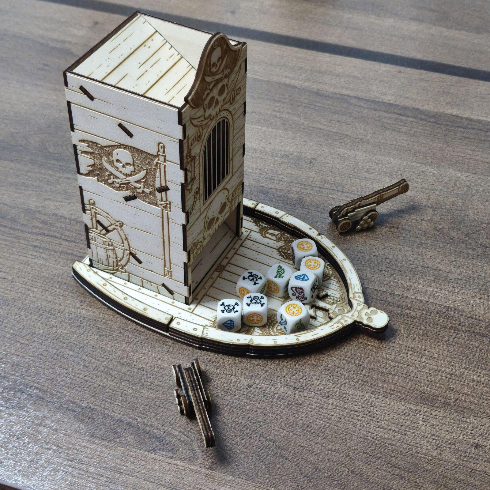 CNC PLAN - DIY Pirate Dice Tower - 3mm Wooden Dice Tower - Laser ...