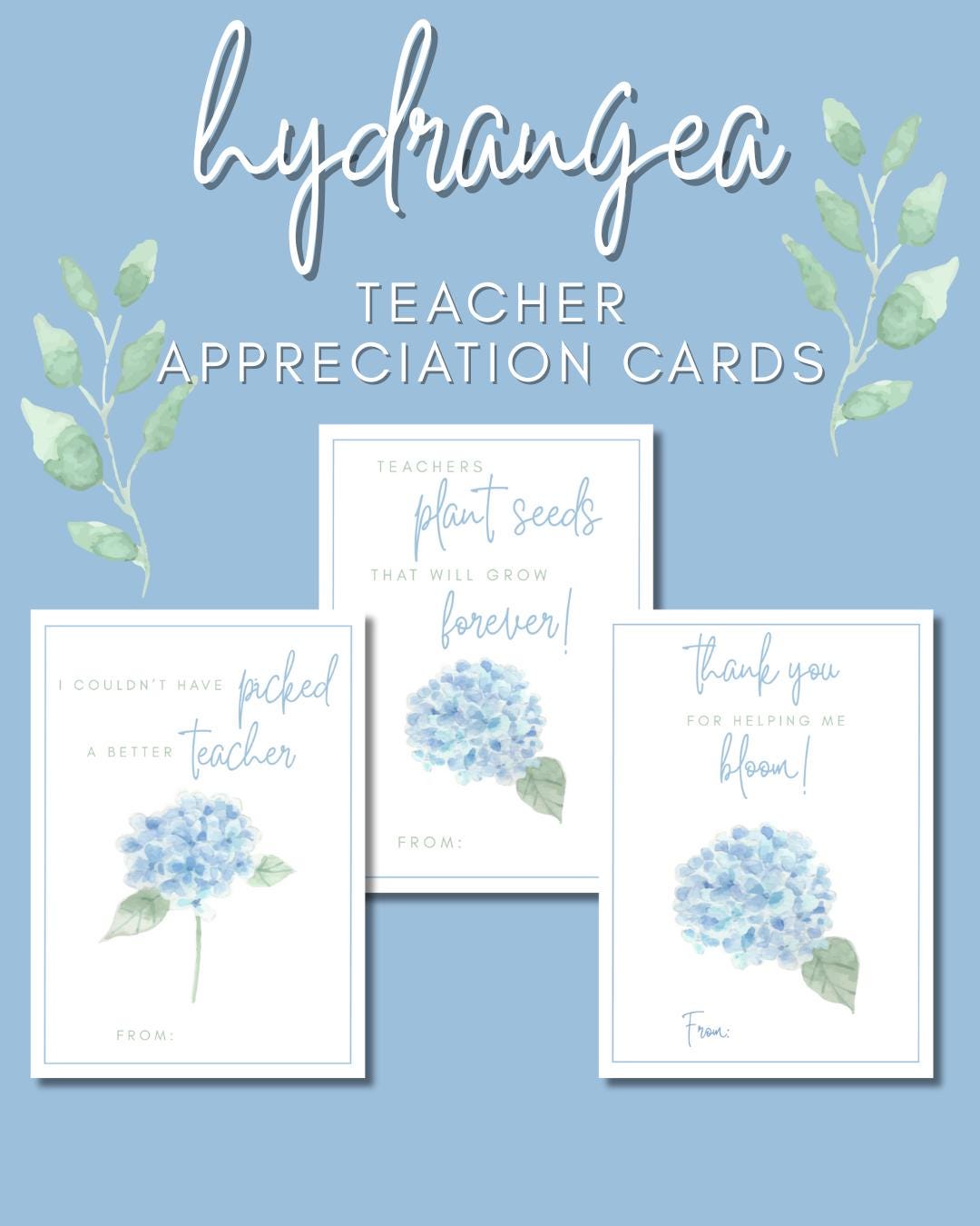 Bloom Teacher Appreciation Tag | Plant Seeds | Blue Hydrangeas Teacher ...