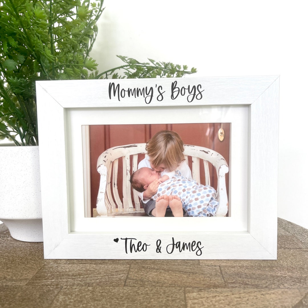 Mommy's Boys Picture Frame, Cute Mom Picture Frame Gift, Picture Frame ...