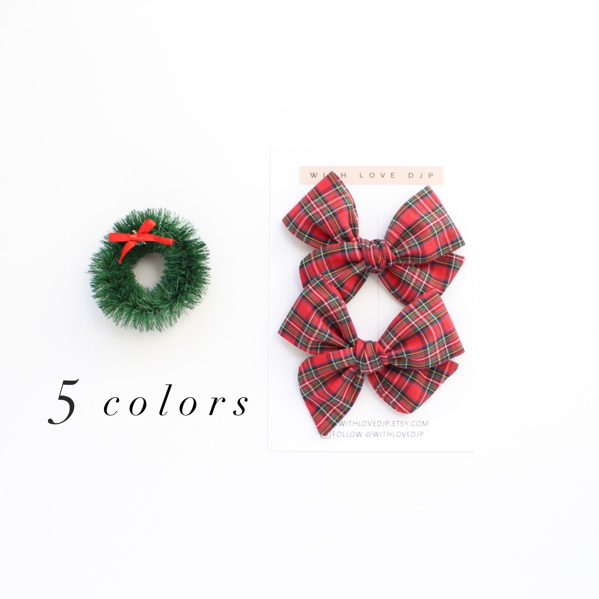 Plaid Pinwheel Pigtail Set. Pigtail Bow Set. Christmas Hair | Etsy