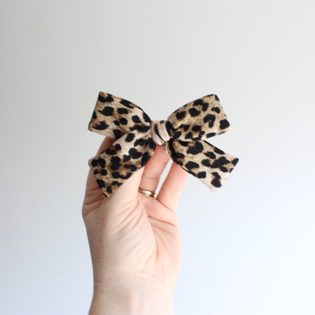 Leopard Hair Bows. Schoolgirl Hair Bow. Leopard Print Bows. Leopard ...