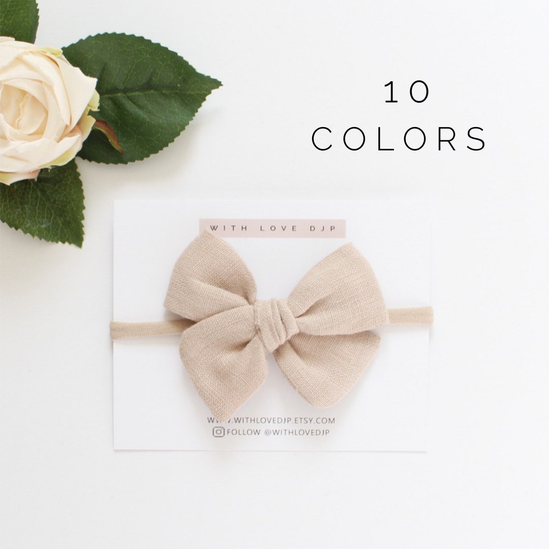 Pinwheel Hair Bows. Pinwheel Baby Bows. Linen Baby Bow Headbands ...