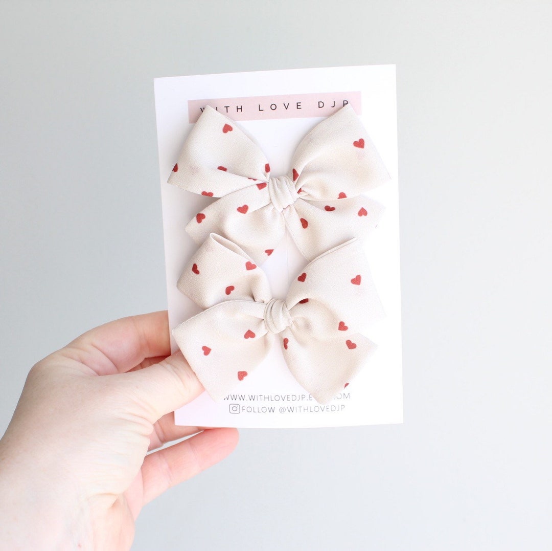 Pinwheel Pigtail Set. Pigtail Bow Set. Valentines Day Bows. Red Heart ...