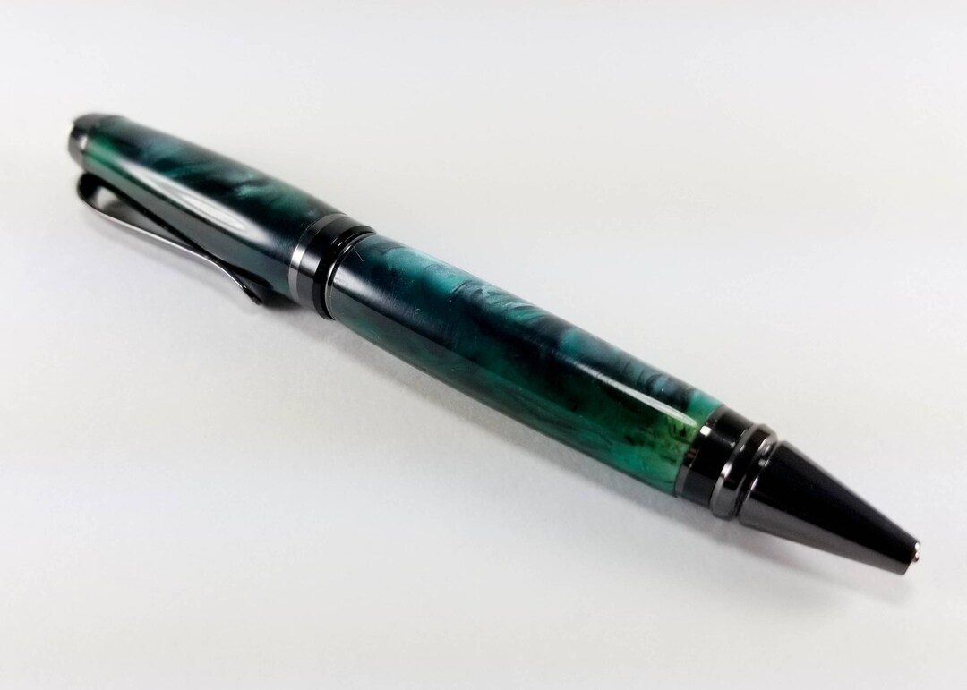 Handcrafted Cigar Pen Green and Blue Acrylic - Etsy