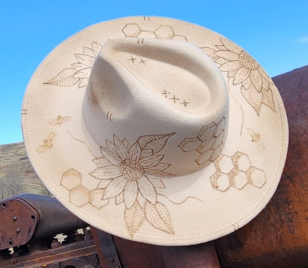 Festival Hat With Pyrography With Sunflowers and Honeycomb - Etsy