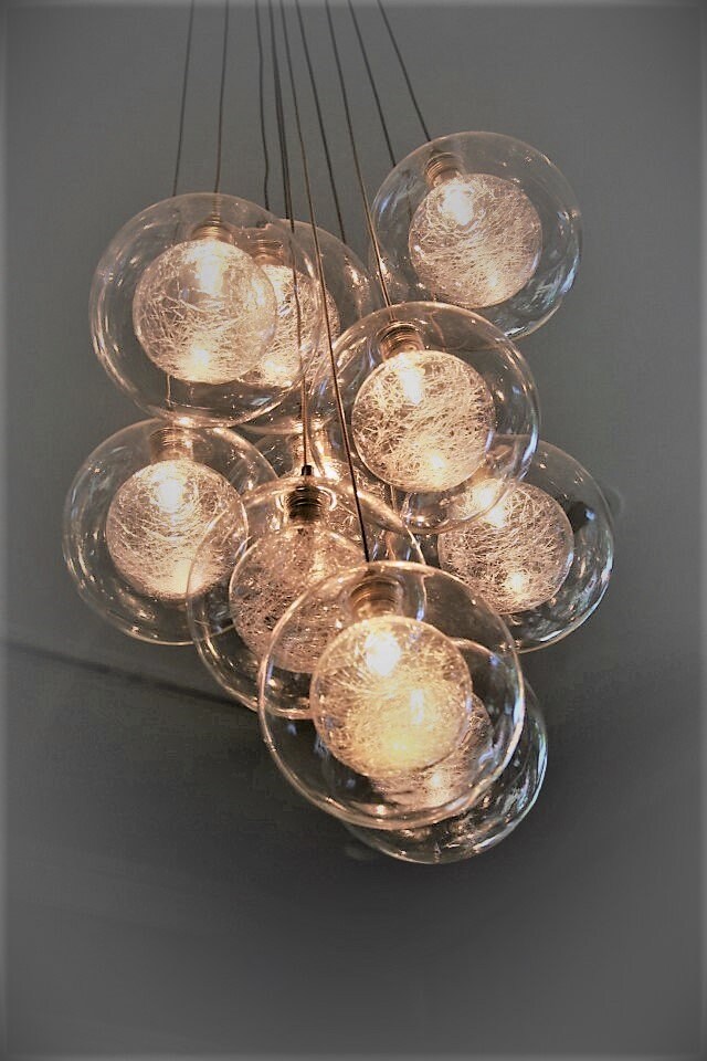 Cluster-chandelier-modern Blown Glass Globe Cluster | Etsy
